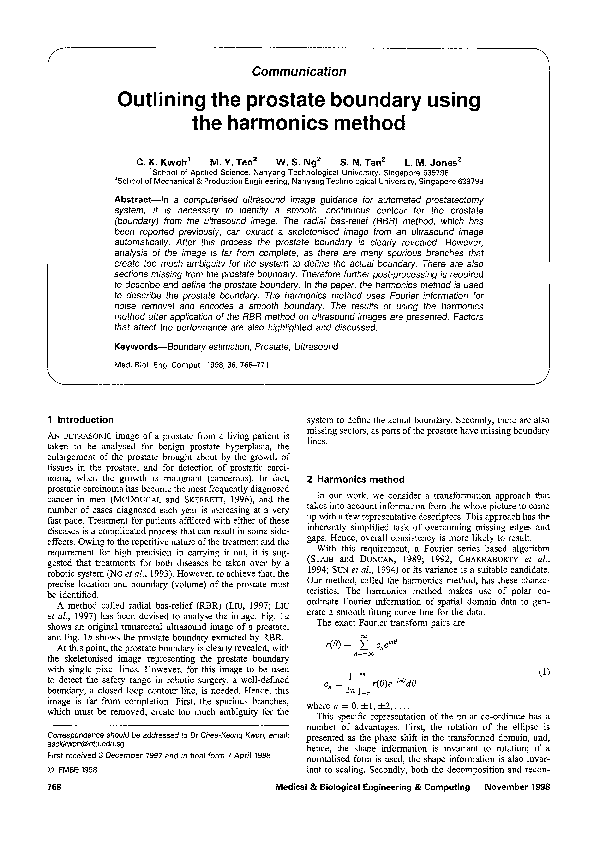 (PDF) Outlining the prostate boundary using the harmonics method