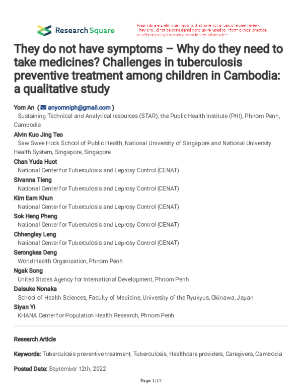 (PDF) They do not have symptoms – Why do they need to take medicines ...