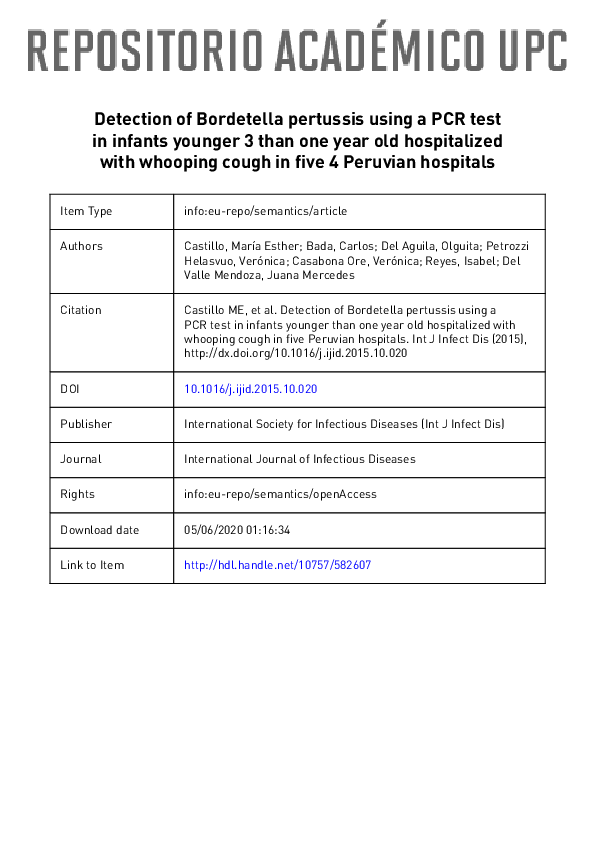 (PDF) Detection of Bordetella pertussis using PCR test in infants ...