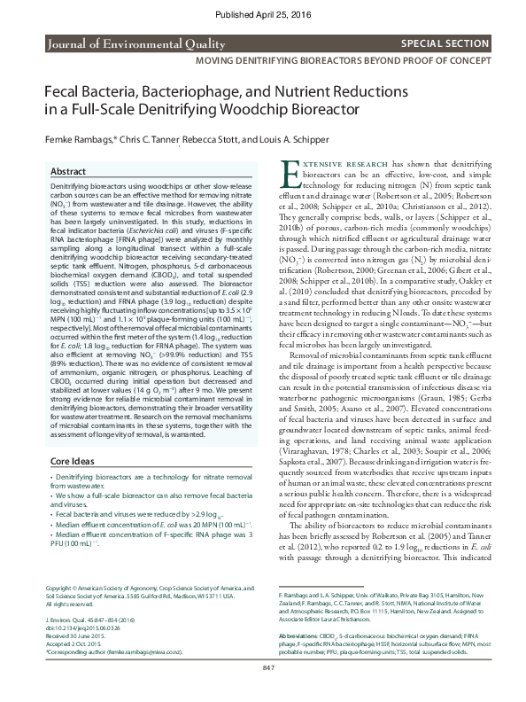 (PDF) Fecal Bacteria, Bacteriophage, and Nutrient Reductions in a Full ...
