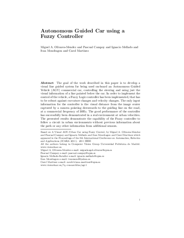 (PDF) Autonomous Guided Car Using a Fuzzy Controller