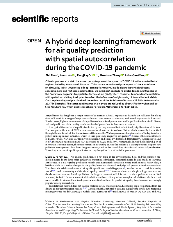 (PDF) A hybrid deep learning framework for air quality prediction with spatial autocorrelation ...