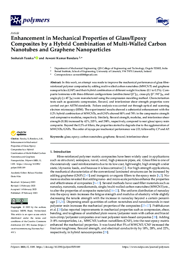 (PDF) Hybrid MWCNTs and GNPs Enhance Glass/Epoxy Composites