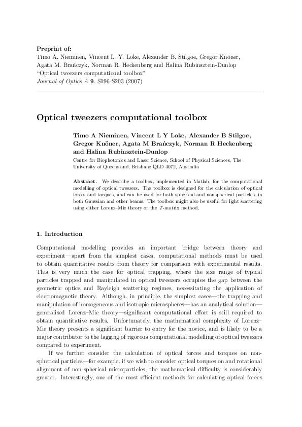 (PDF) Optical tweezers computational toolbox