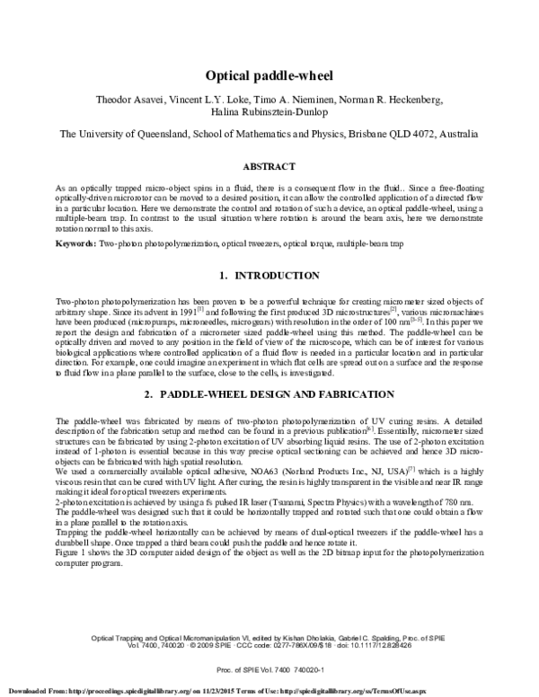(PDF) Optical paddle-wheel