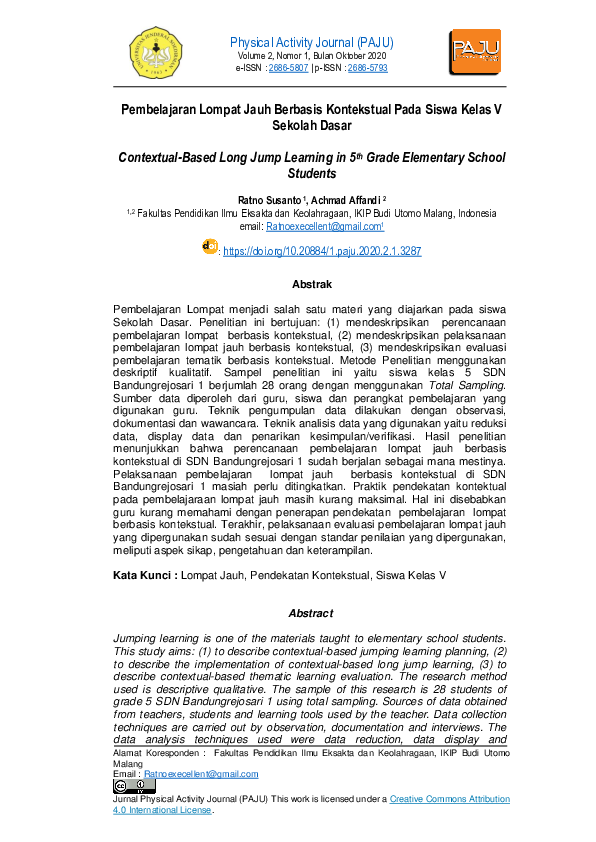 (PDF) Pembelajaran Lompat Jauh Berbasis Kontekstual Pada Siswa Kelas V Sekolah Dasar