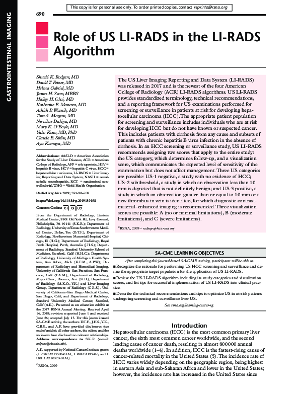 (PDF) Role of US LI-RADS in the LI-RADS Algorithm