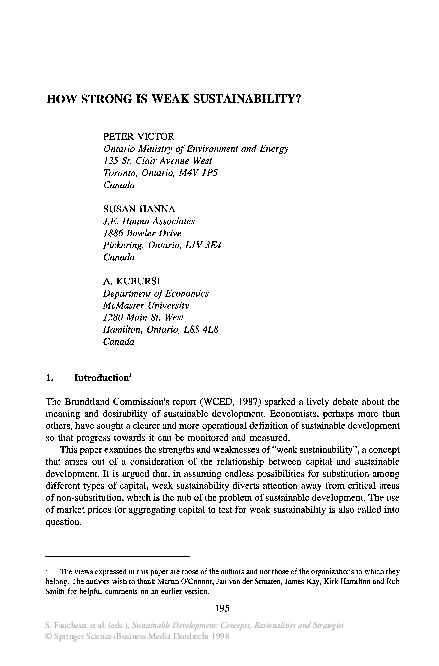 (PDF) How Strong is Weak Sustainability?