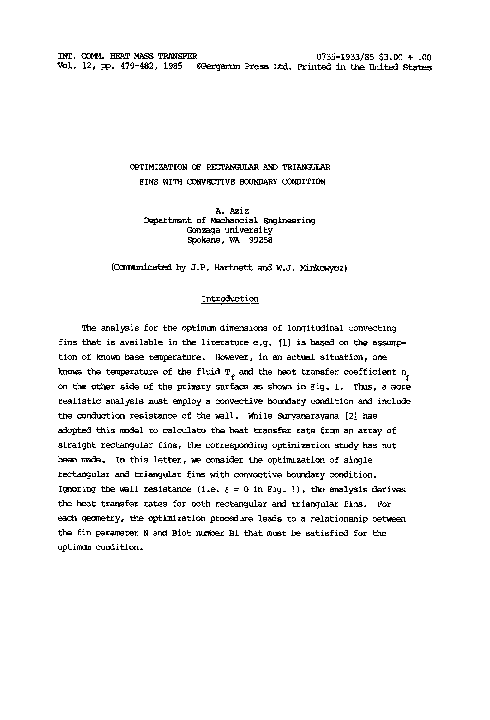(PDF) Optimization of rectangular and triangular fins with convective boundary condition