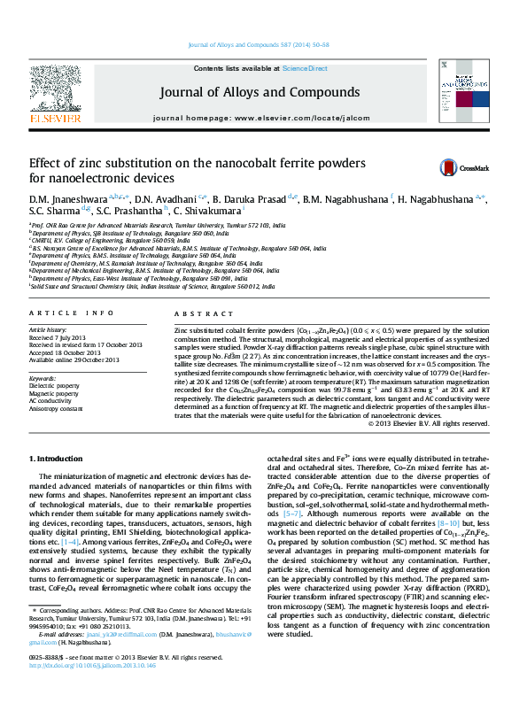 (PDF) Effect of zinc substitution on the nanocobalt ferrite powders for ...