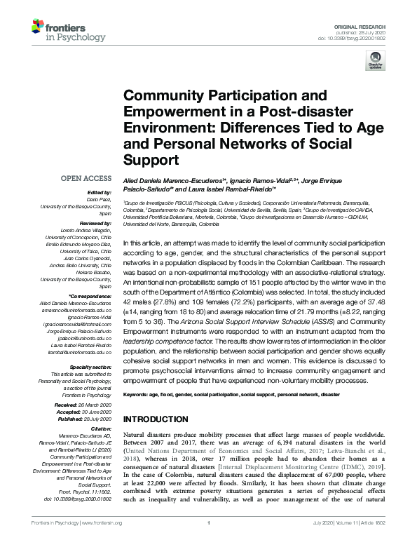 (PDF) Community Participation and Empowerment in a Post-disaster ...