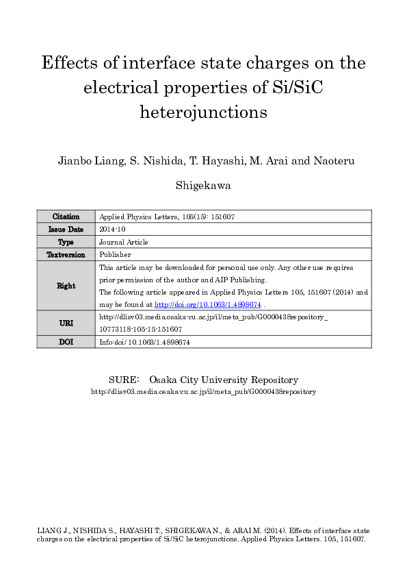 (PDF) Effects of interface state charges on the electrical properties ...