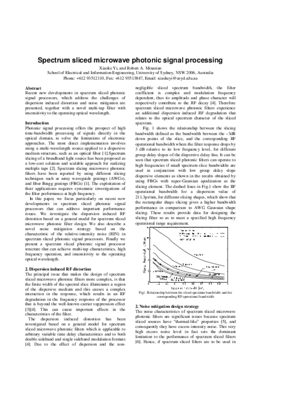 (PDF) Spectrum sliced microwave photonic signal processing