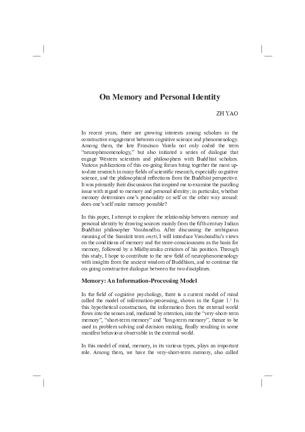 (PDF) On Memory and Personal Identity