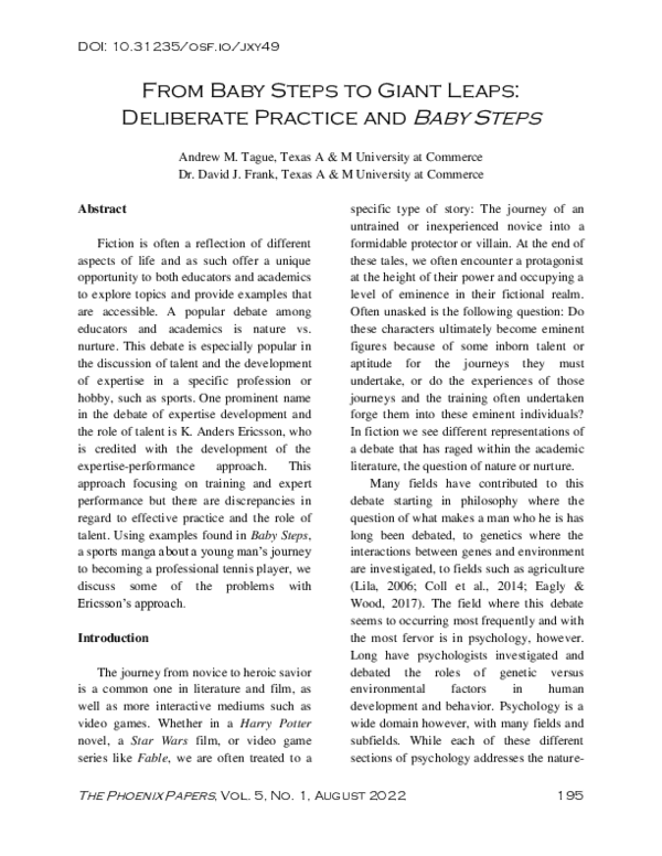 (PDF) From Baby Steps to Giant Leaps: Deliberate Practice and Baby Steps