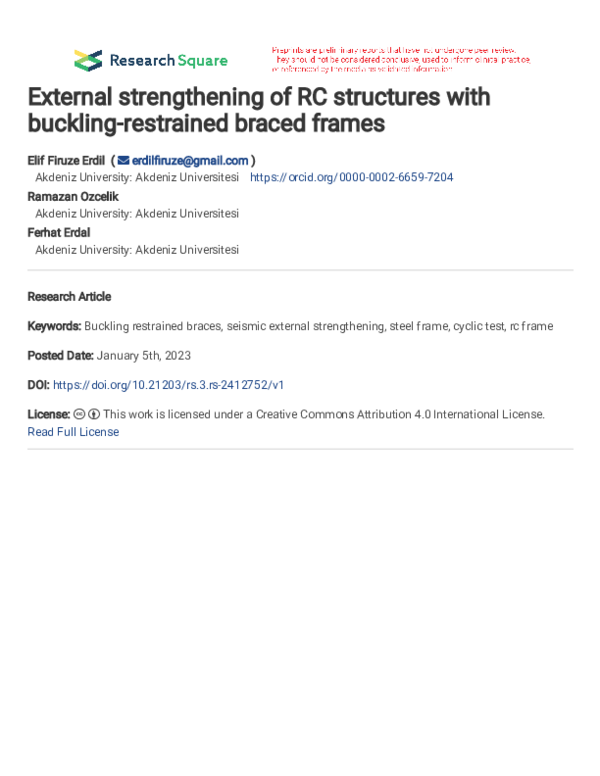 (PDF) External strengthening of RC structures with buckling-restrained ...