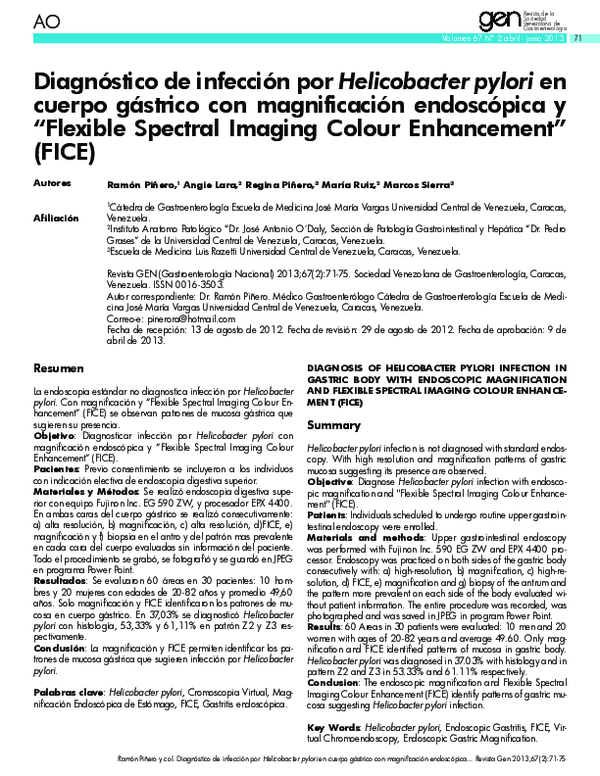 (PDF) Diagnóstico de infección por Helicobacter pylori en cuerpo ...