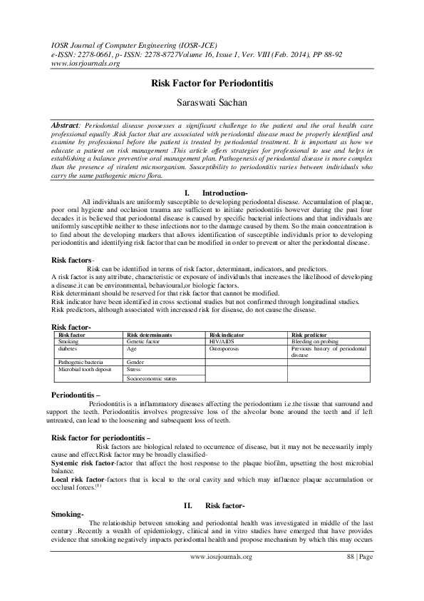 (PDF) Risk Factor for Periodontitis