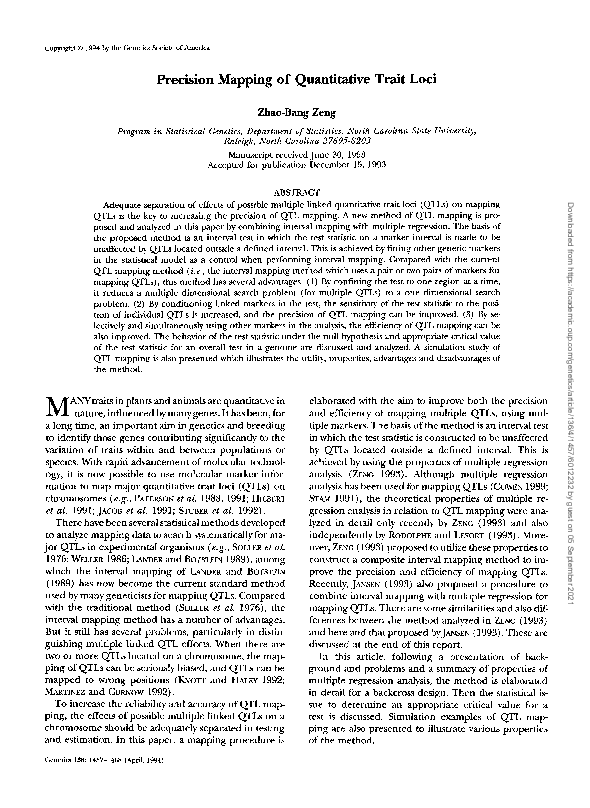 (PDF) Precision mapping of quantitative trait loci