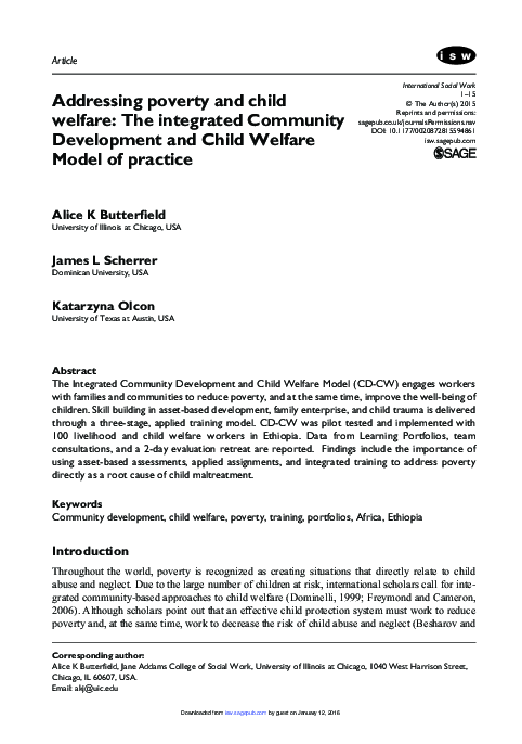 (PDF) Addressing poverty and child welfare: The integrated Community ...