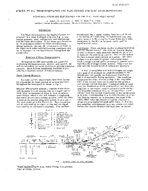 (PDF) Instrumentation and Electronics for the SLAC Beam Switchyard