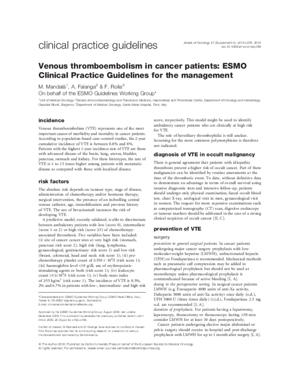 (PDF) Venous thromboembolism in cancer patients: ESMO Clinical Practice Guidelines for the ...