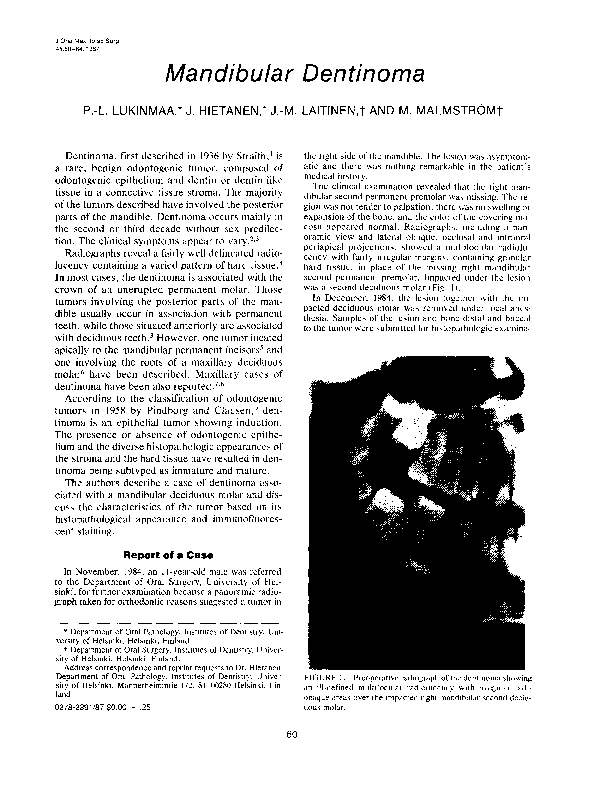 (PDF) Mandibular dentinoma