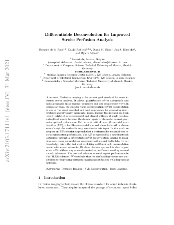 (PDF) Differentiable Deconvolution for Improved Stroke Perfusion Analysis