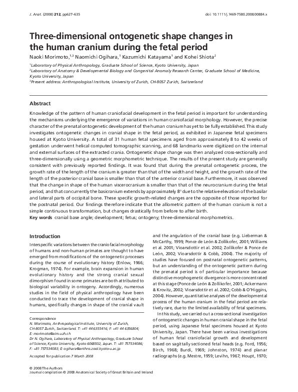 (PDF) Cranial Shape Changes During Fetal Development in Humans