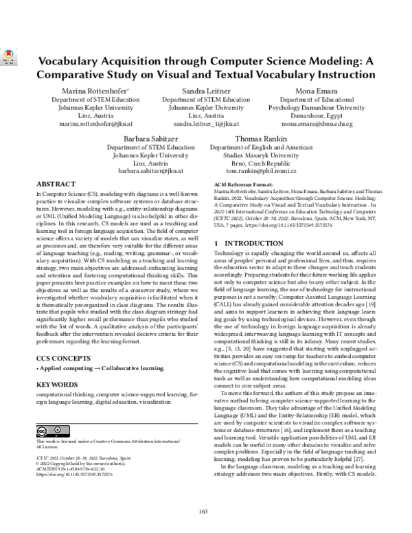 (PDF) Vocabulary Acquisition through Computer Science Modeling: A Comparative Study on Visual ...