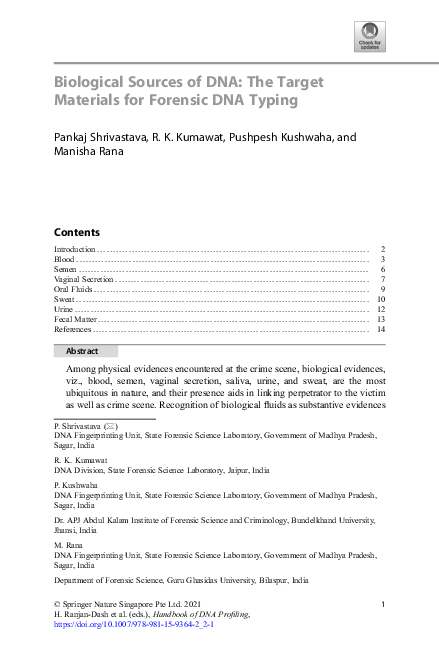 (PDF) Biological Sources of DNA: The Target Materials for Forensic DNA ...