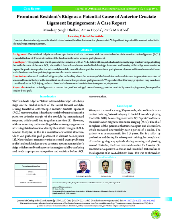 (PDF) Prominent Resident’s Ridge as a Potential Cause of Anterior ...