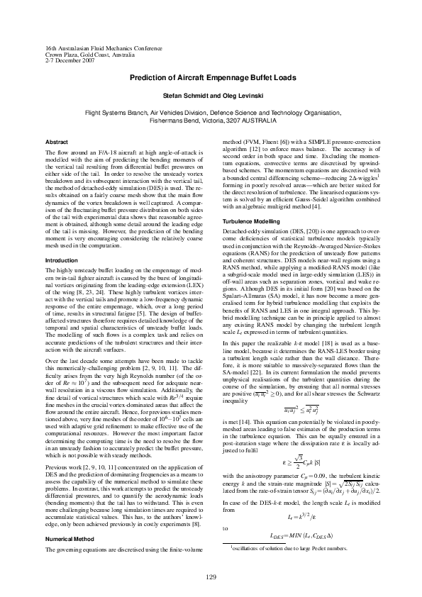 (PDF) Prediction of Aircraft Empennage Buffet Loads