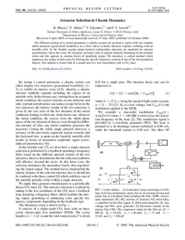 (PDF) Attractor Selection in Chaotic Dynamics