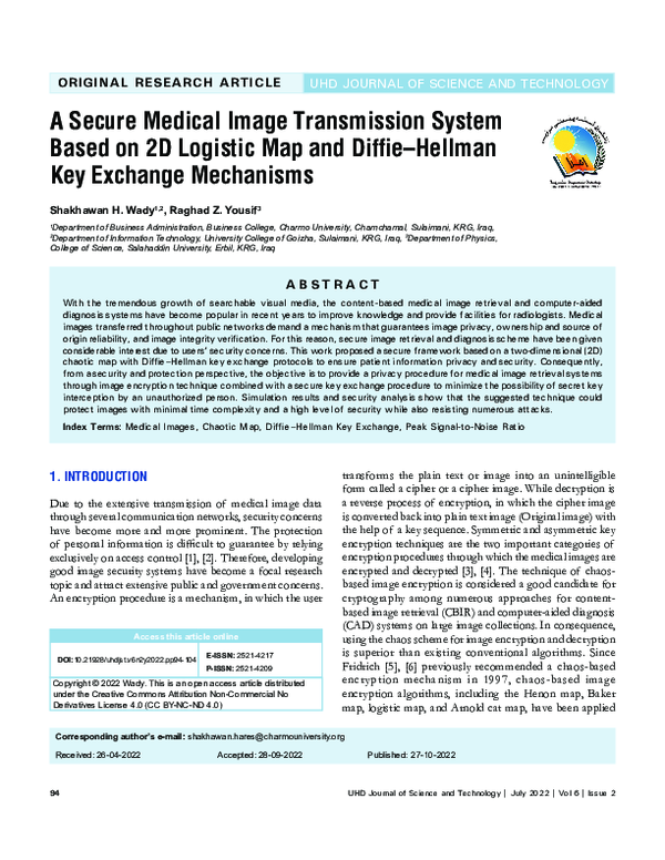 (PDF) Secure Medical Image Transmission with DH Key