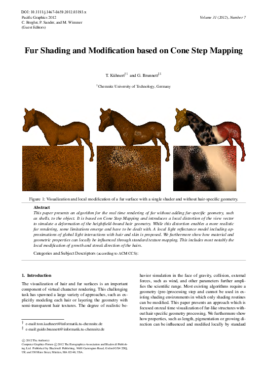 (PDF) Fur Shading and Modification based on Cone Step Mapping