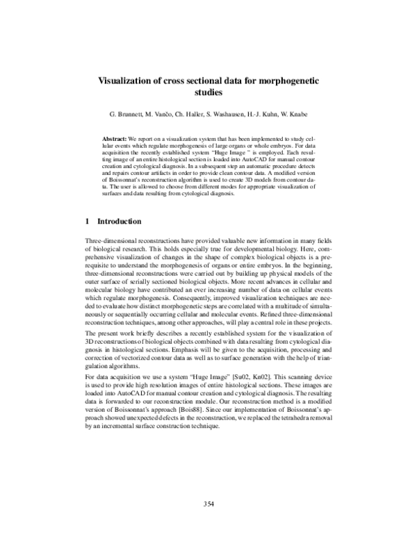(PDF) Visualization of cross sectional data for morphogenetic studies