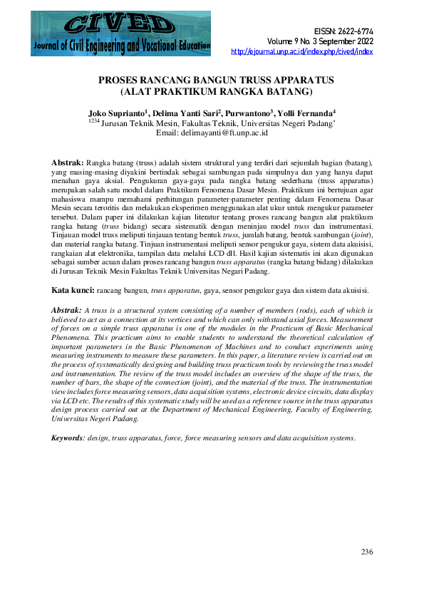 (PDF) Proses Rancang Bangun Truss Apparatus (Alat Praktikum Rangka Batang)