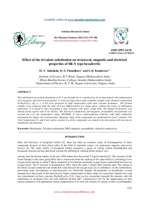 (PDF) Effect of the trivalent substitution on structural, magnetic and ...