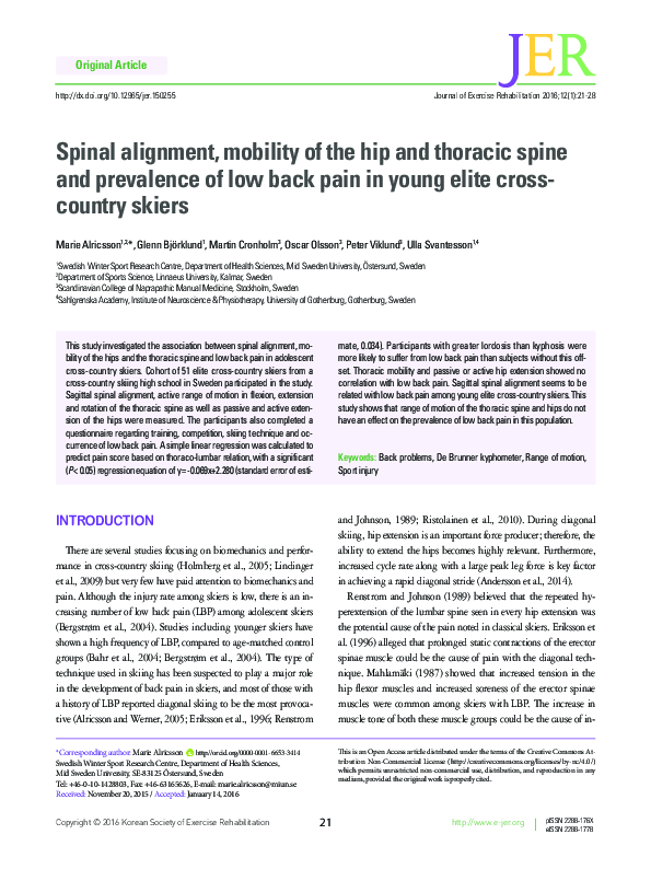 (PDF) Spinal alignment, mobility of the hip and thoracic spine and ...