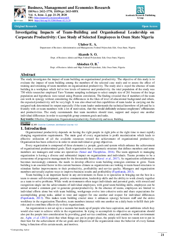(PDF) Investigating Impacts of Team-Building and Organisational ...