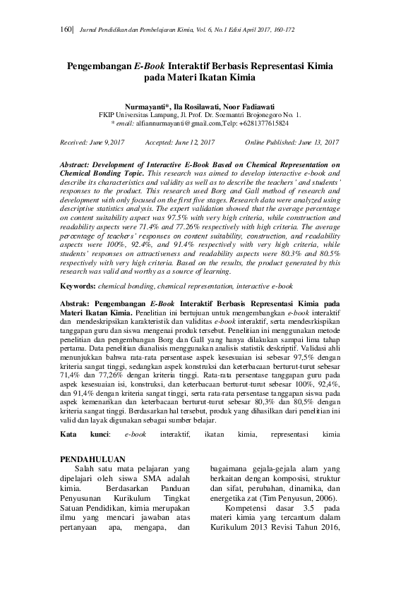 (PDF) Pengembangan E-Book Interaktif Berbasis Representasi Kimia Pada Materi Ikatan Kimia