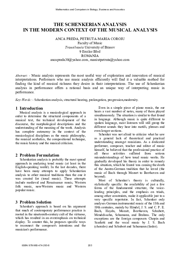 (PDF) The schenkerian analysis in the modern context of the musical ...