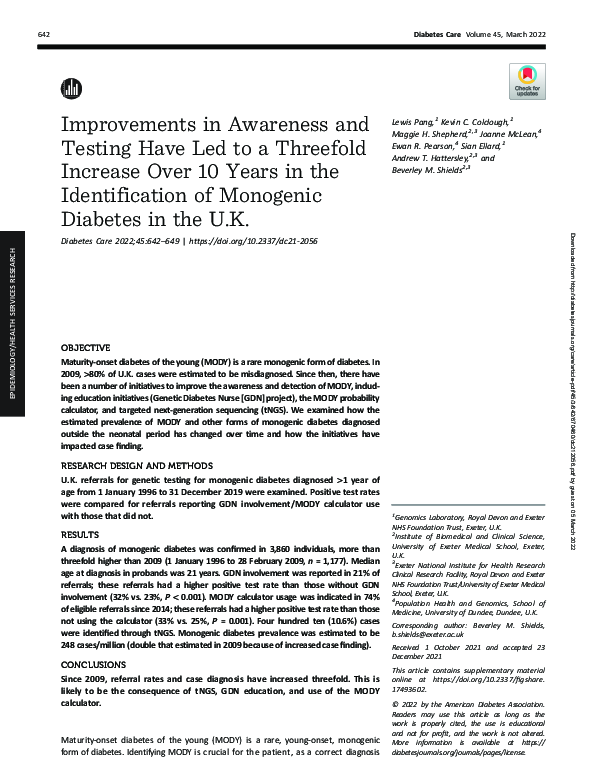 (PDF) Improvements in Awareness and Testing Have Led to a Threefold ...