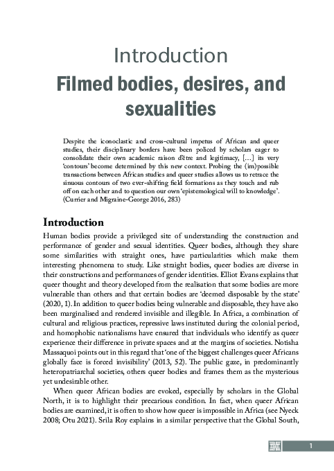 (PDF) Queer Bodies in African Films: Introduction