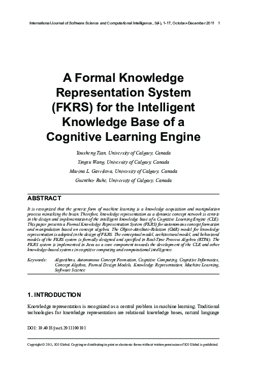 (PDF) A Formal Knowledge Representation System (FKRS) for the ...