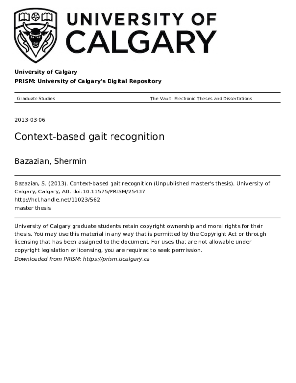 (PDF) Context based gait recognition