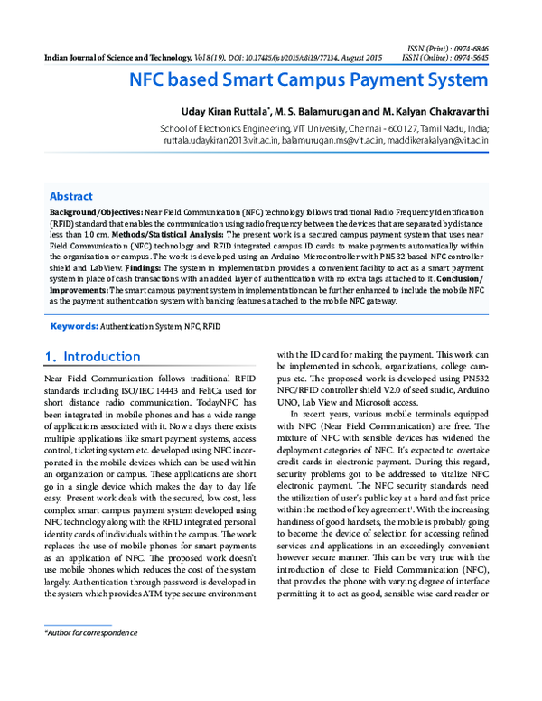(PDF) NFC based Smart Campus Payment System