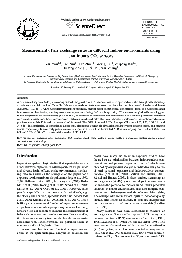 (PDF) Measurement of air exchange rates in different indoor ...