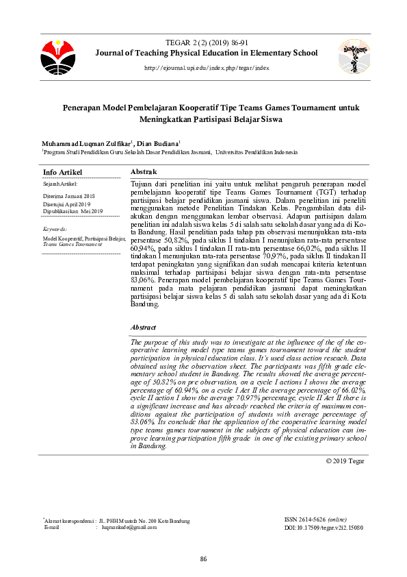 (PDF) Penerapan Model Pembelajaran Kooperatif Tipe Teams Games Tournament untuk Meningkatkan ...